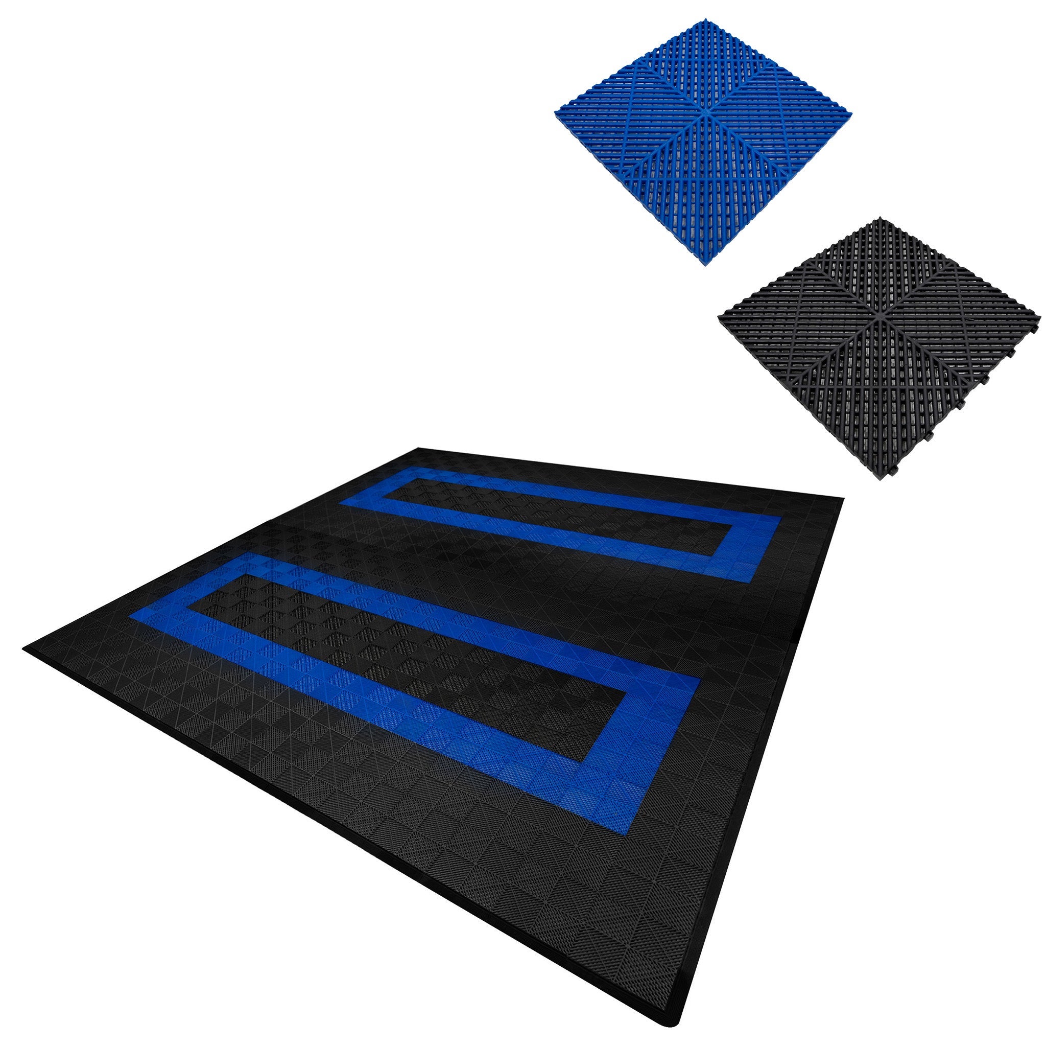 Carrelage de Sol Ventilée Modulaire Imbriqué & Bordures 165 Noir & 60 ...