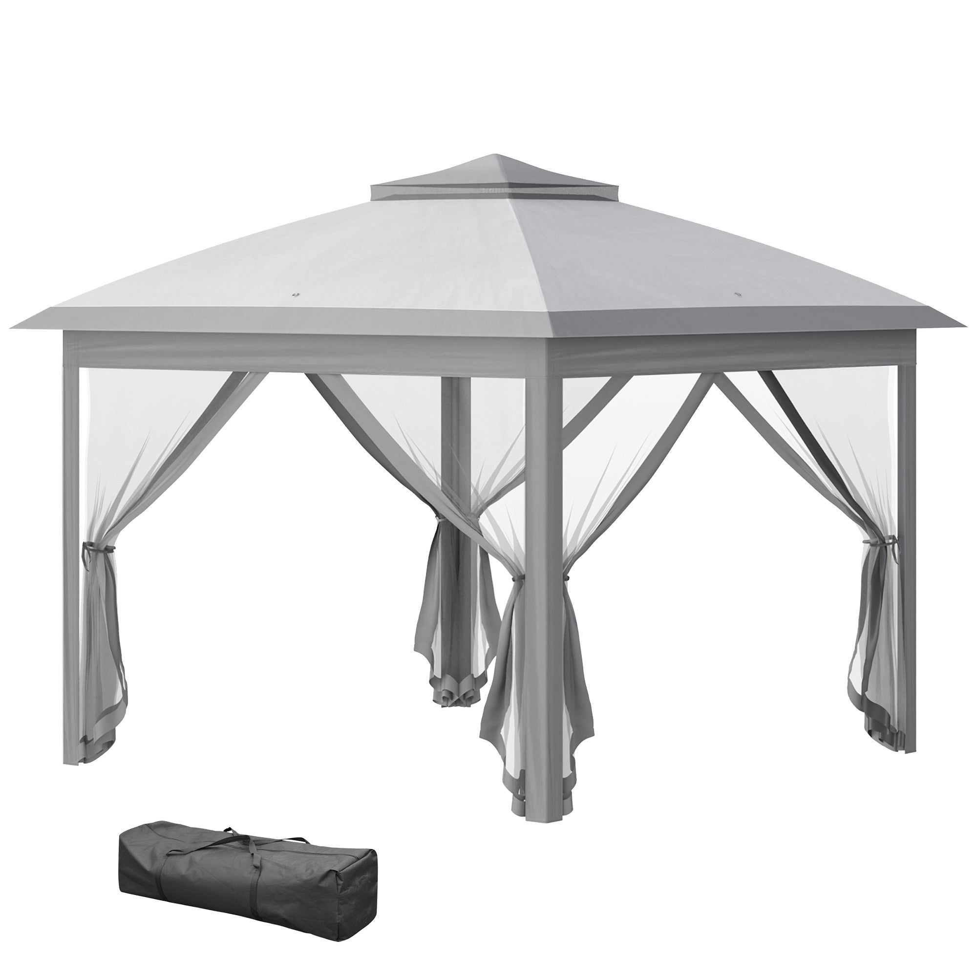 Tonnelle jardin 3x3 m double toit 4 moustiquaires zippées démontables ...