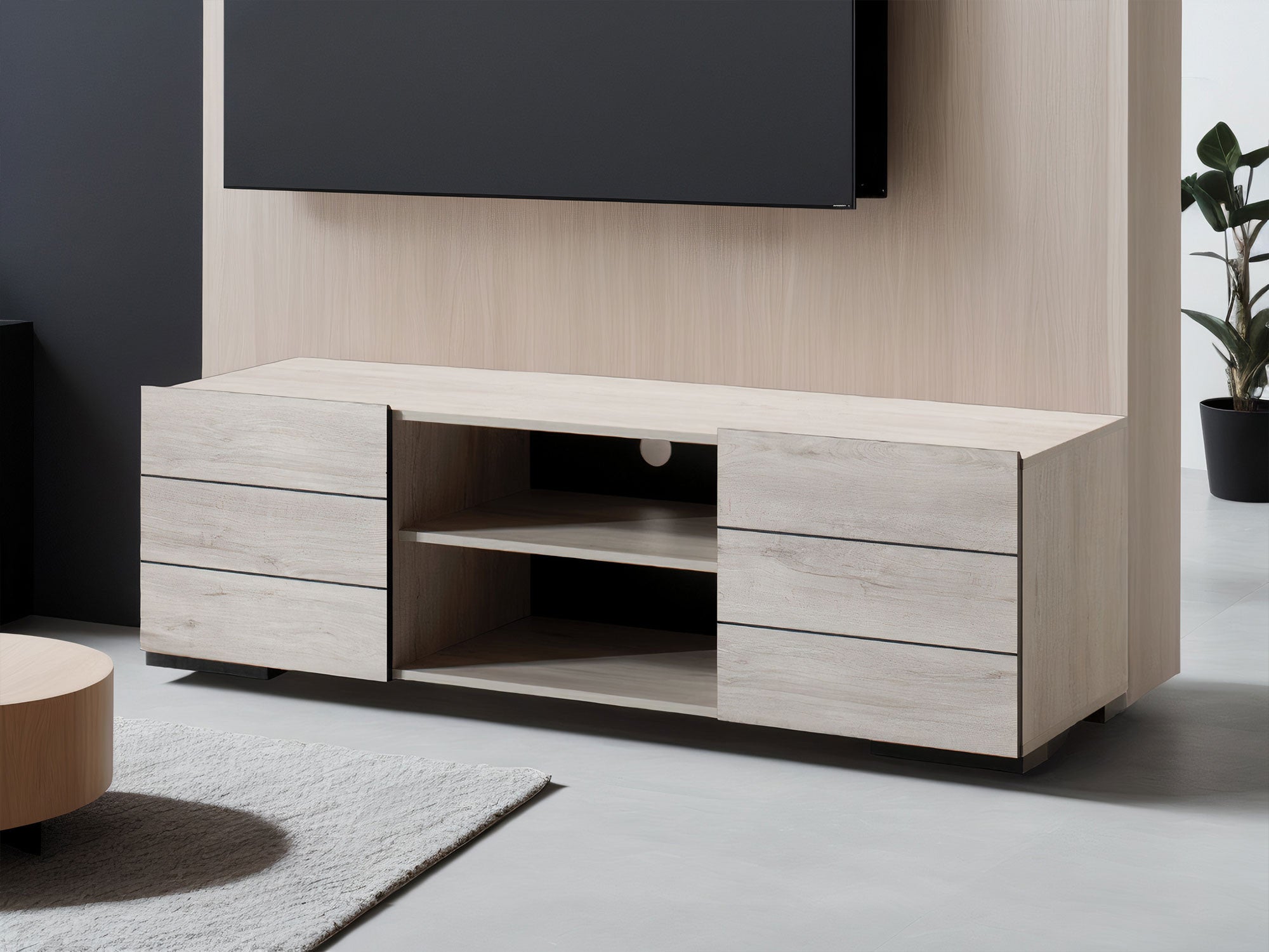 Maze - meuble TV - bois gris - 160 cm - style contemporain | Leroy Merlin