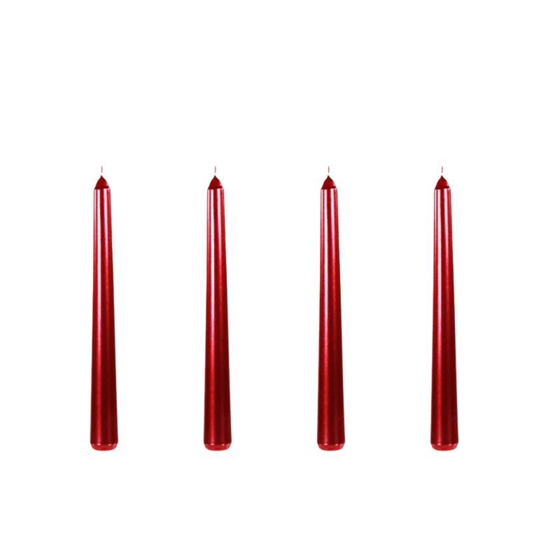 Bougie Chandelle Métallique H 20cm - set de 4 pcs - Rouge / Lisse ...