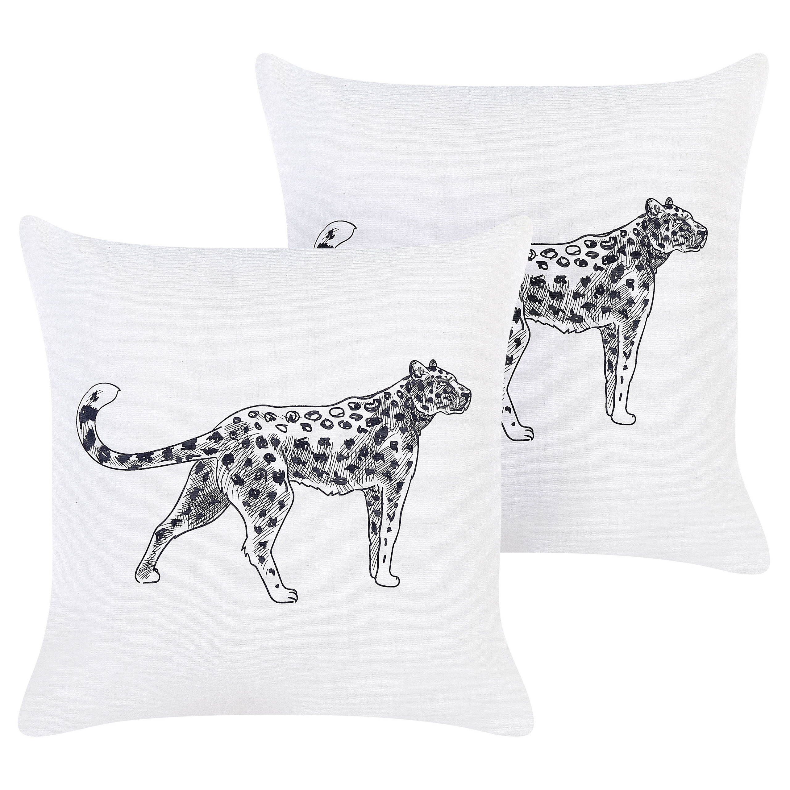 Lot de 2 coussins décoratifs MARULA Coton 45 x 45 cm Blanc Motif animal ...