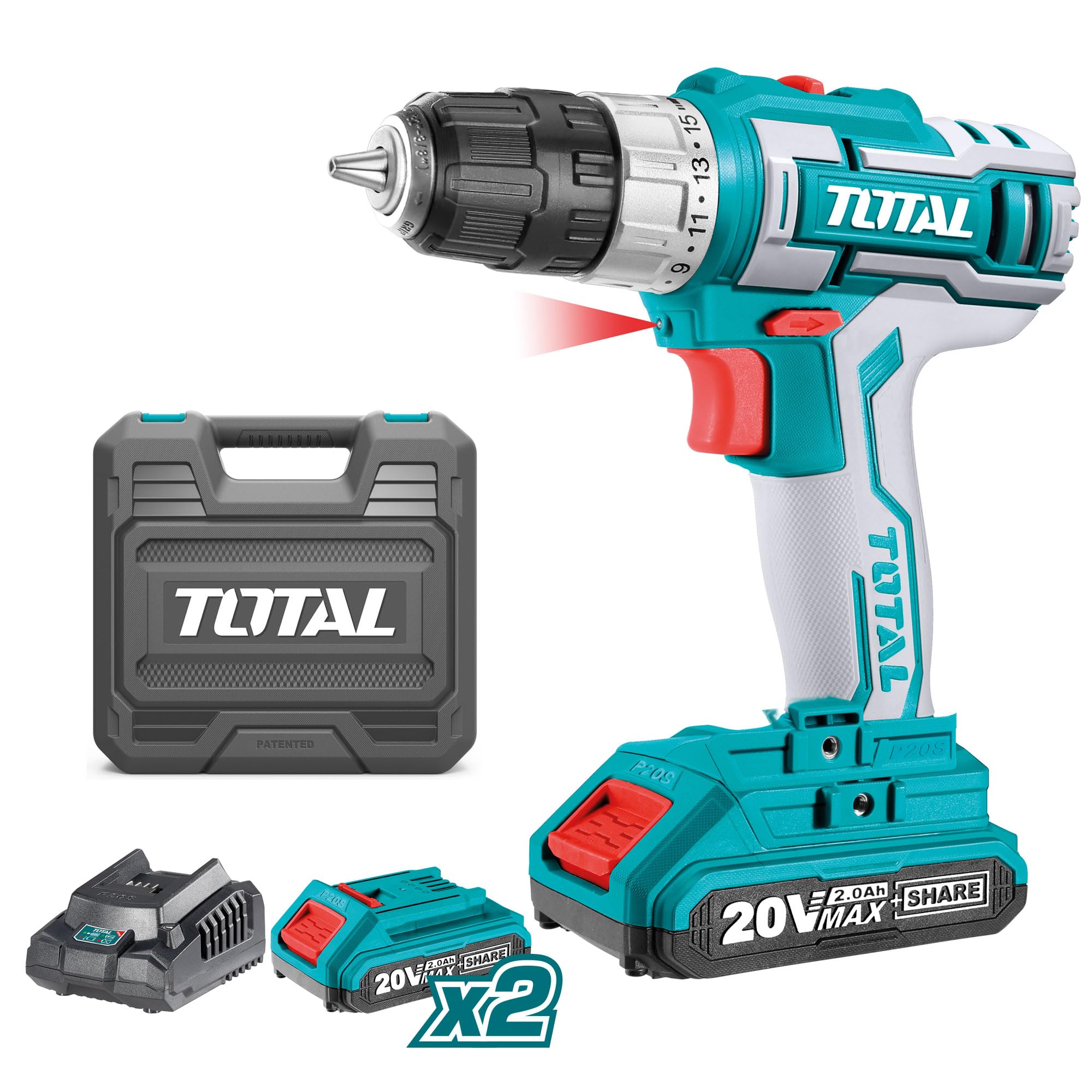 TOTAL - Perceuse-visseuse à batterie P20S de 20 V | Mandrin automatique ...
