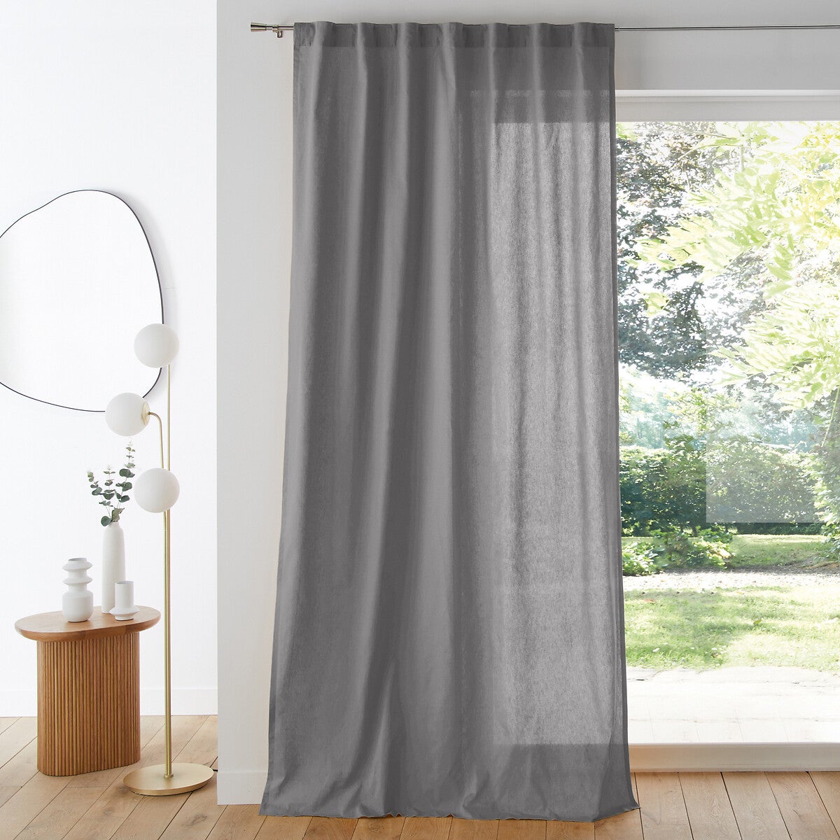Rideau coton finition pattes cachées, Scénario - Gris clair - 220 x 135 ...