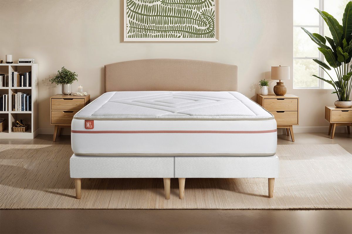 Ensemble matelas 180 x 200 cm Le Paisible - Mémoire de forme - Ep : 24 cm - Equilibré - sommier ...