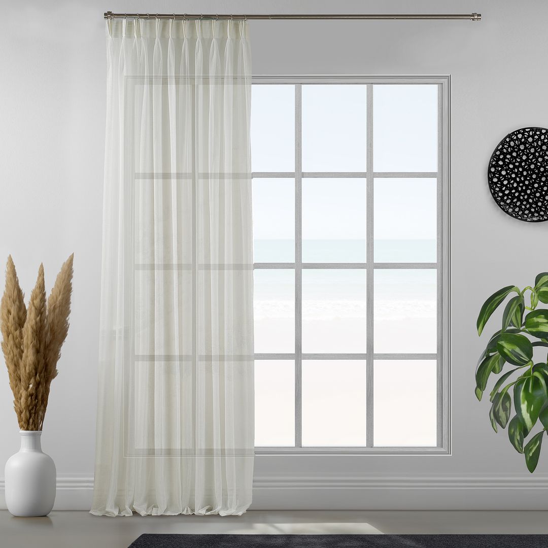 Pinch Plissé Lin Artificiel Transparent écru 140*350 | Leroy Merlin