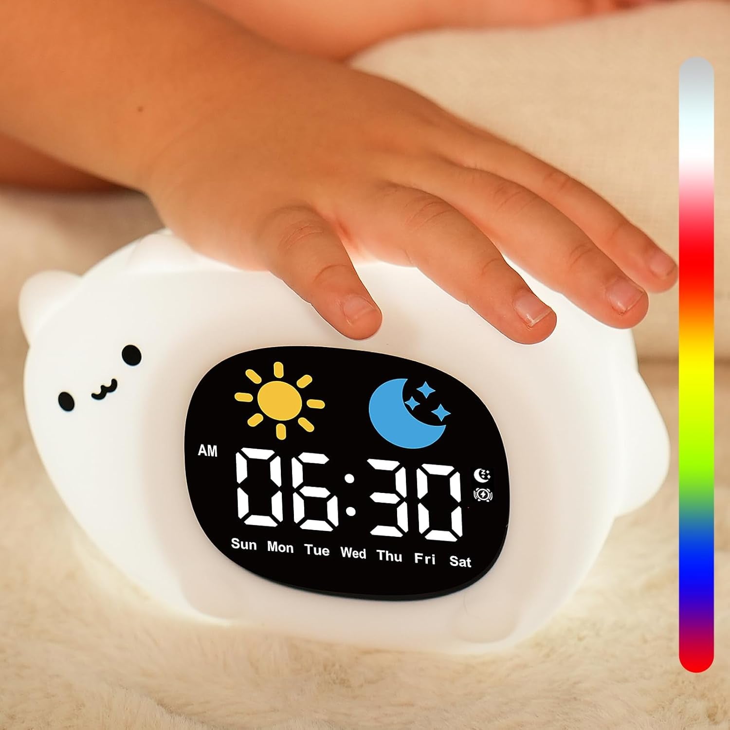 4pcs relojes despertador gato LED 9 colores con luz de despertar ...