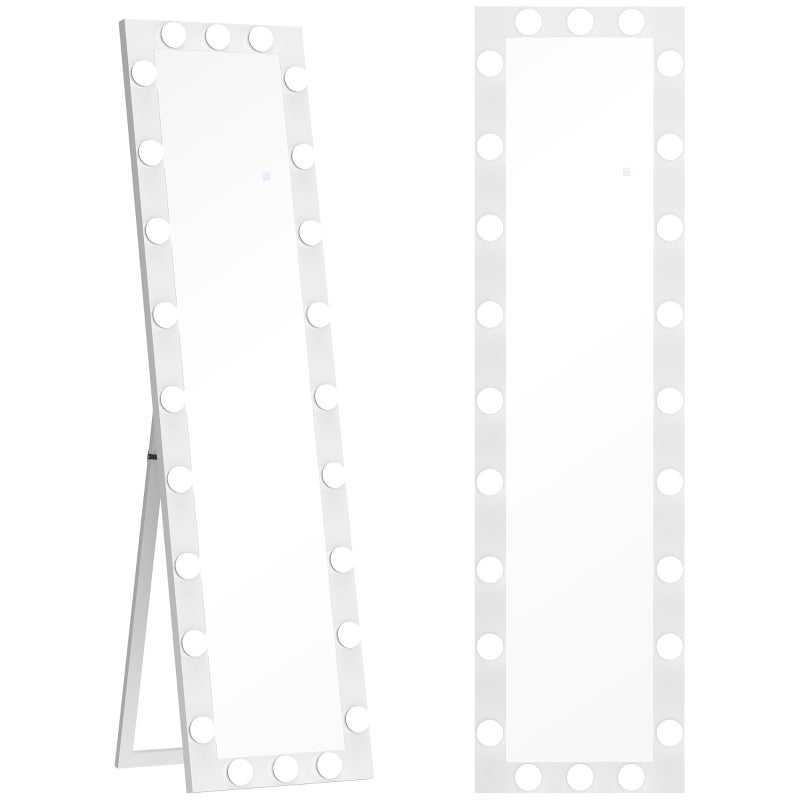 Miroir en pied, miroir LED 150 x 40 cm avec 24 ampoules, 3 couleurs d ...