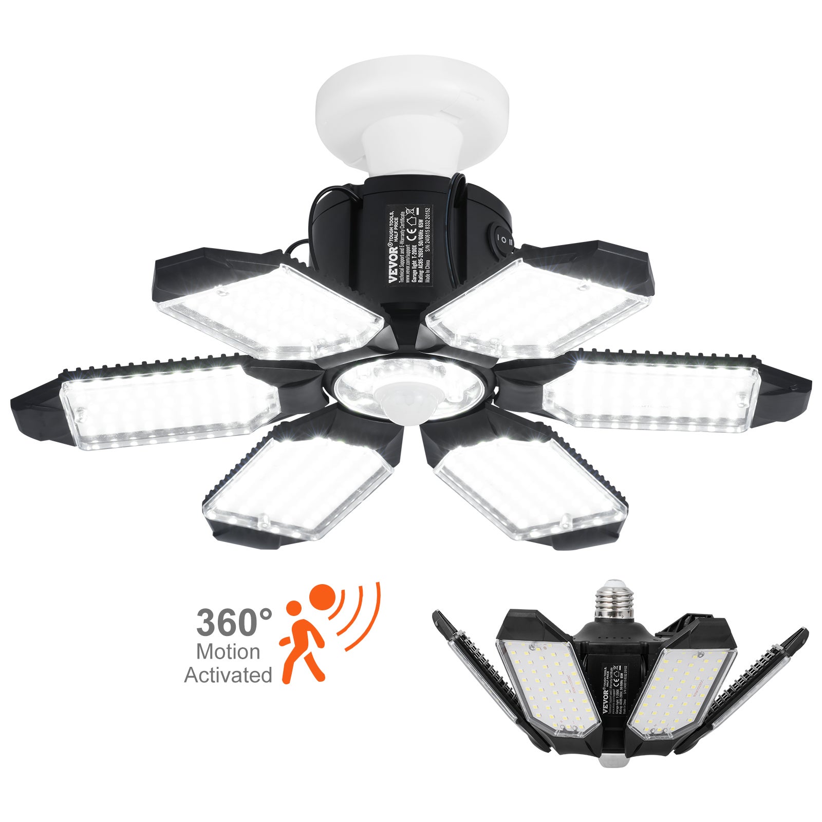 Lampes de garage LED,lot VEVOR 2,transformables,15 000 lumens,6 500 K ...