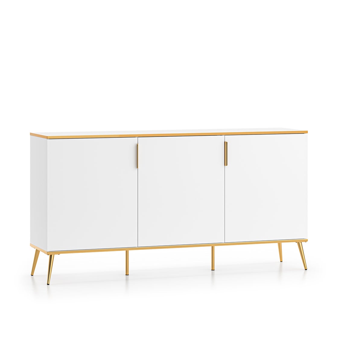 Buffet 3 portes Zora Blanc et Doré | Leroy Merlin