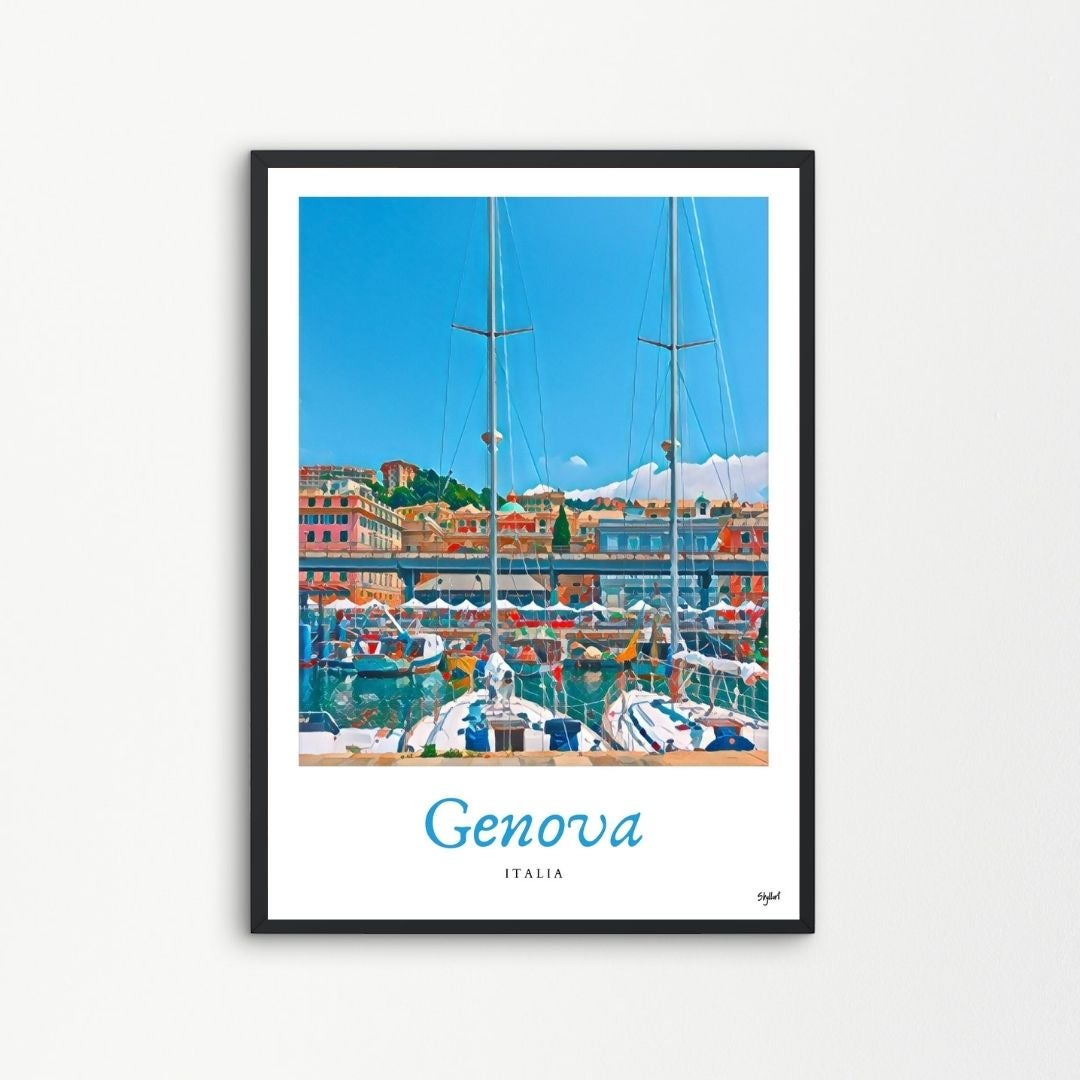 Poster città Genova Italia - 30 x 42 cm Made in Italy | Leroy Merlin