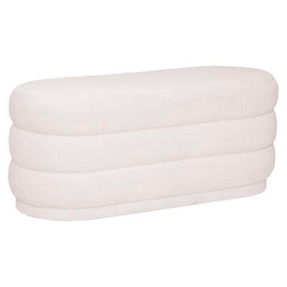 Banc en bois / PU coloris blanc - Longueur 100 x Profondeur 40 x ...