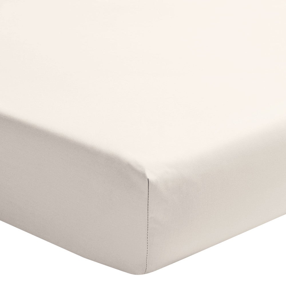 Drap housse blanc ivoire en percale de coton - Blanc ivoire | Leroy Merlin