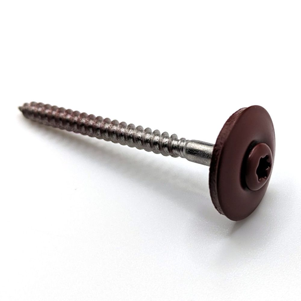 Vis de rive 4,5x60 mm RAL 8012 brun rouge Inox A2 avec rondelle EPDM 20 ...