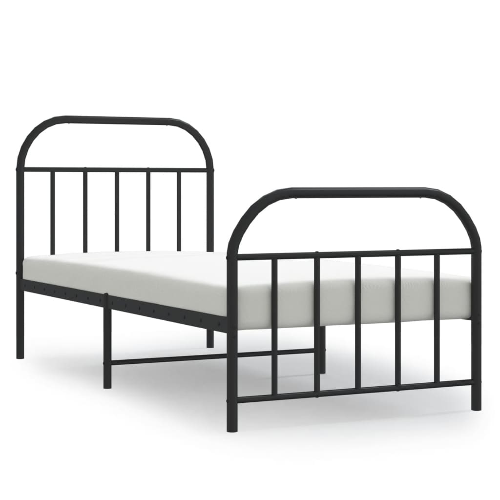 Cadre de lit métal sans matelas avec pied de lit noir 90x200 cm | Leroy ...