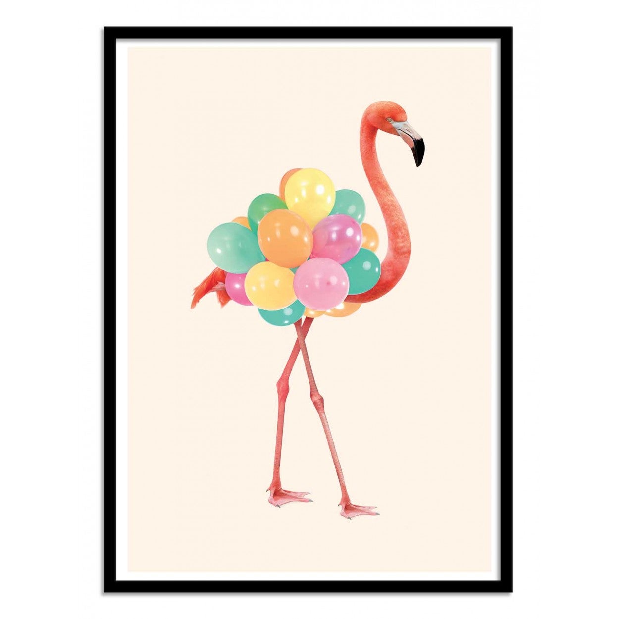 Art-Poster - Flamingo Party - Paul Fuentes - avec cadre noir 50 x 70 cm ...