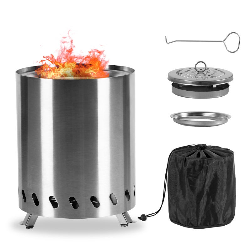 Brasero portable de sans émission de fumée, acier inoxydable, Ø15 x 19. ...