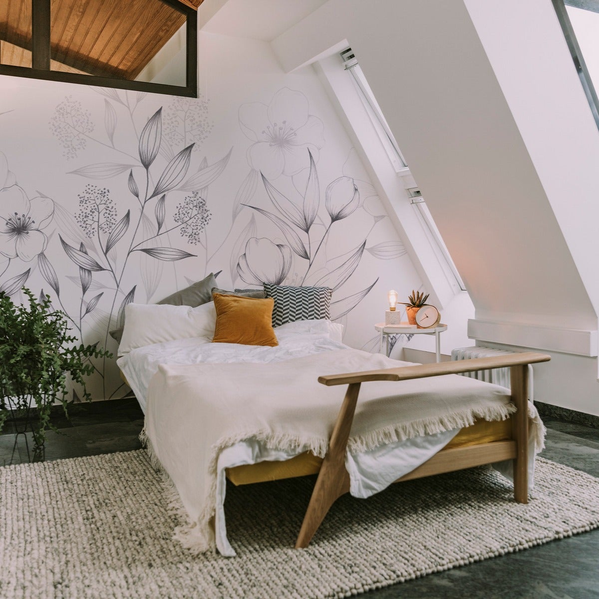 Carta da parati panoramica primaverile, Bianco e nero 300 x 250cm ...