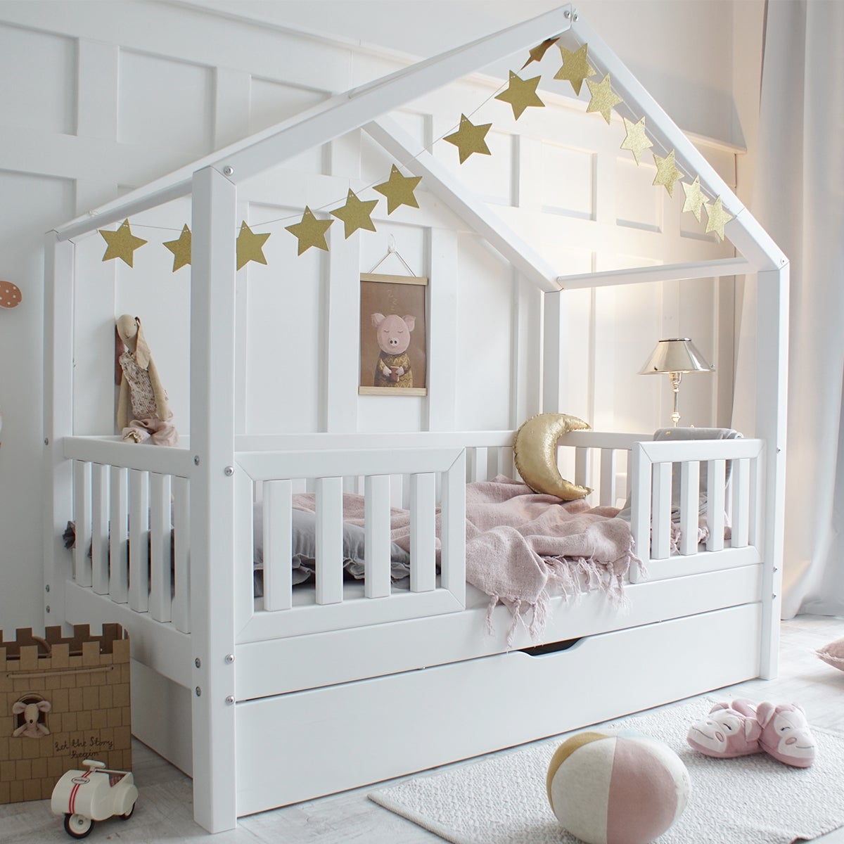 Lit Cabane 90x190 Blanc