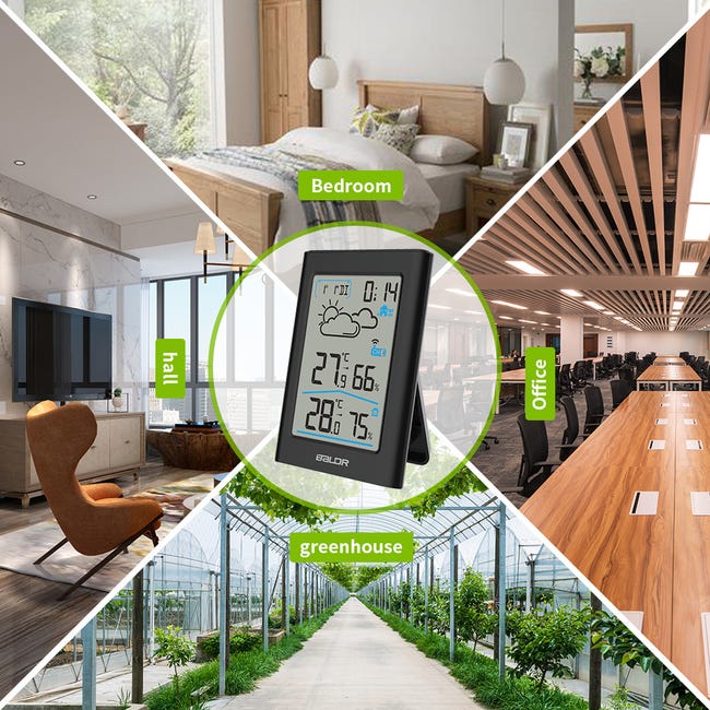 Estación meteorológica inalámbrica con sensor exterior, termómetro e ...