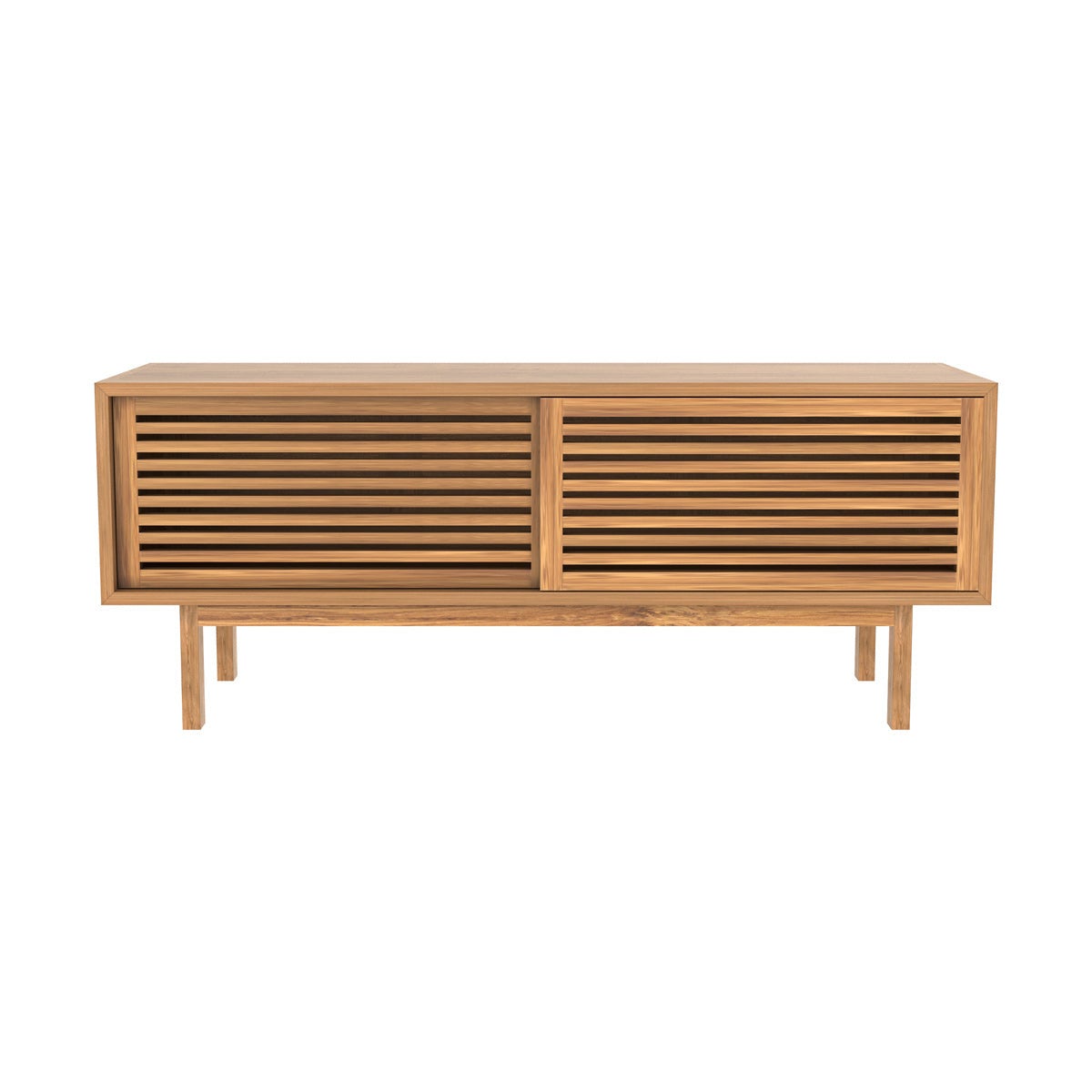 Mueble de TV en madera de teca, 2 puertas correderas - Bormes | Leroy ...