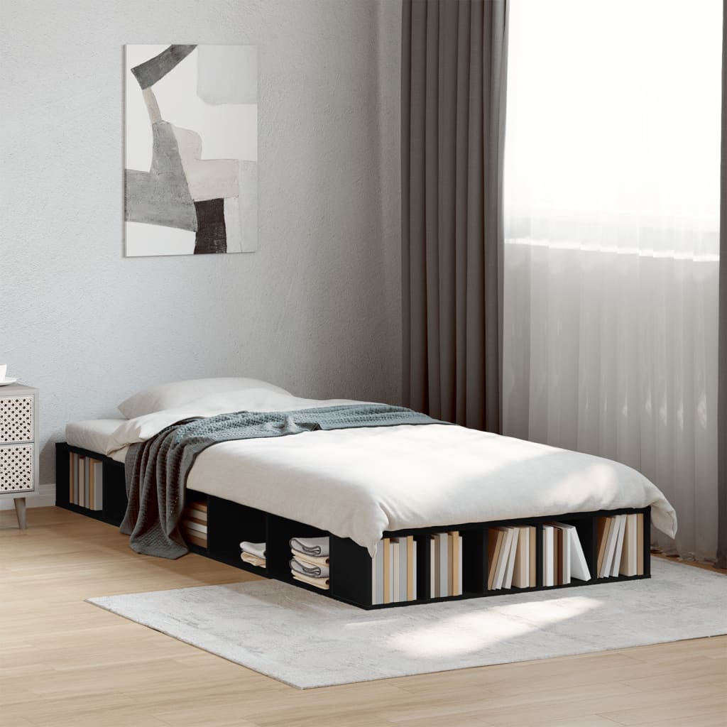 Estructura de cama negra de madera contrachapada 75x190 cm | Leroy Merlin