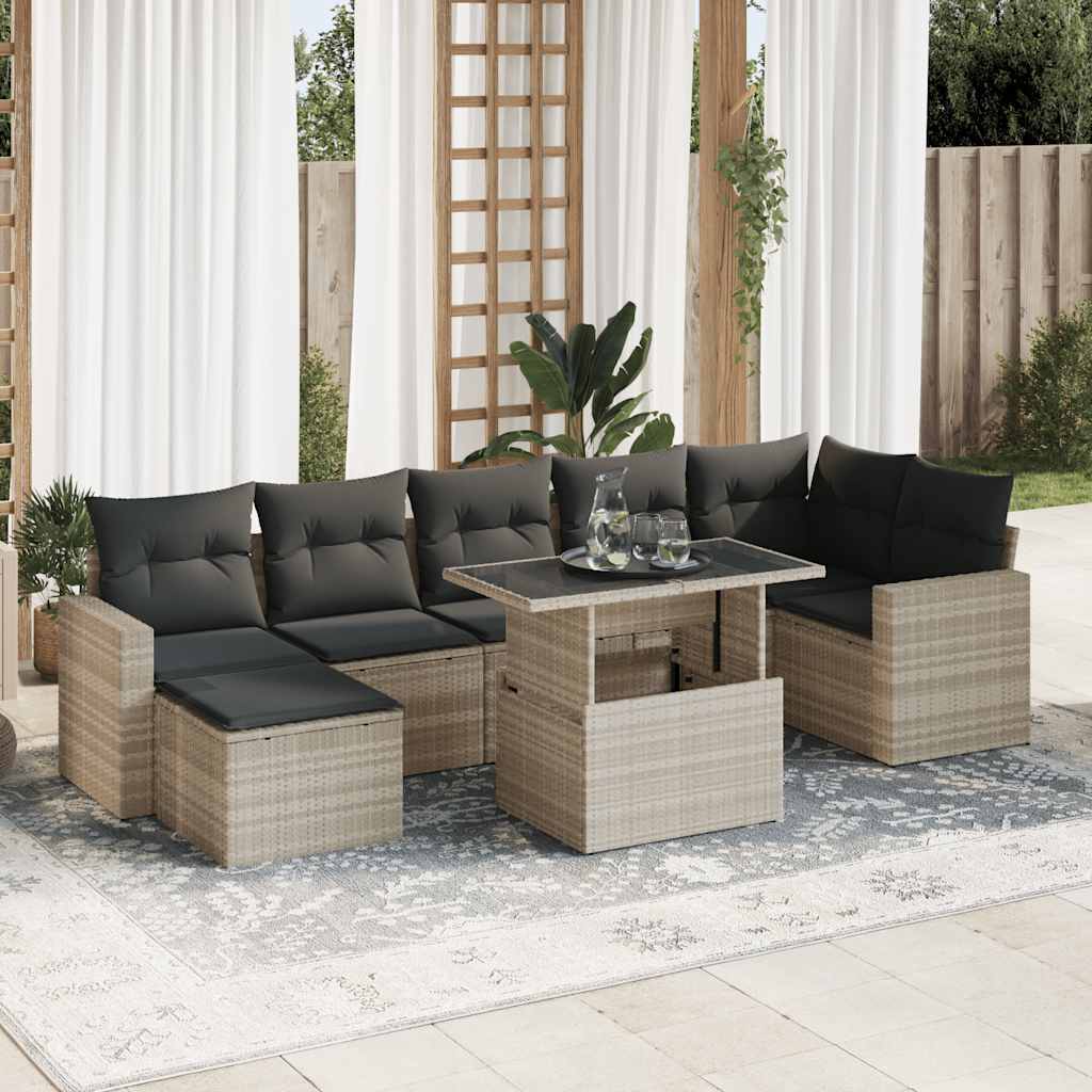 VidaXL Set de sofás de jardín 8 pzas y cojines ratán sintético gris ...