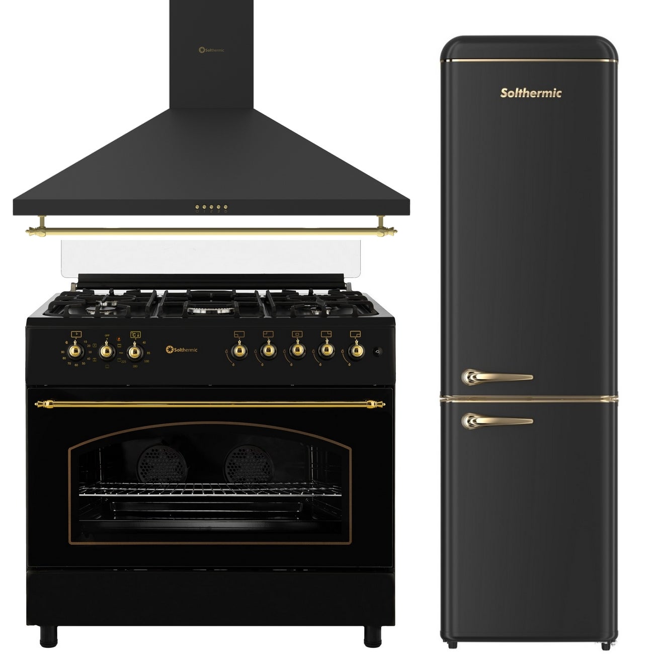 Solthermic® Combo Pack Cocina Gas Negra Rústica 90x60 Horno Electrico ...