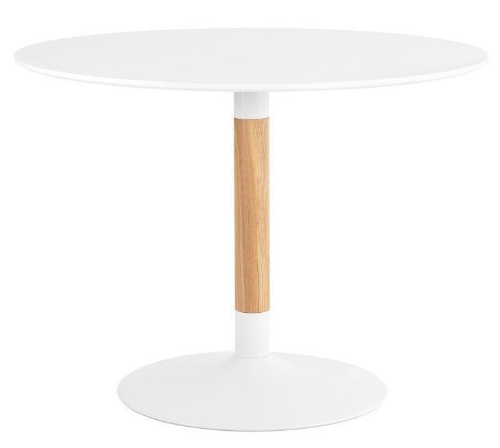 Table ronde Rika en bois laqué et métal blanc – Fusion de modernité et ...