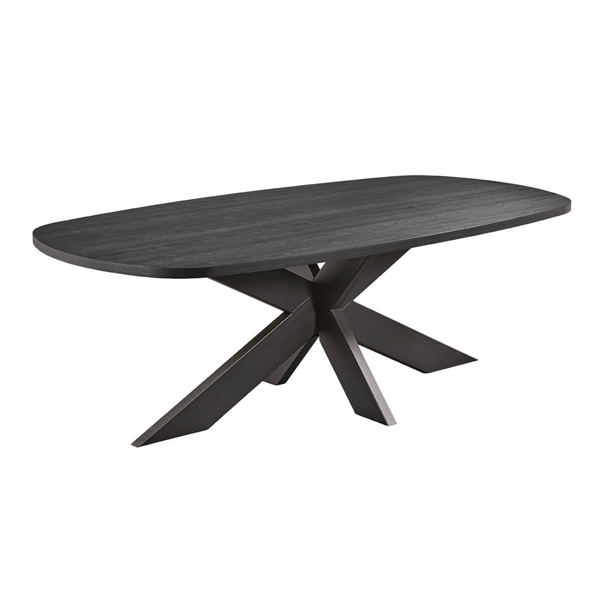 ALPHA - Table Repas Ovale 230cm Aspect Bois Noir Piètement Etoile ...