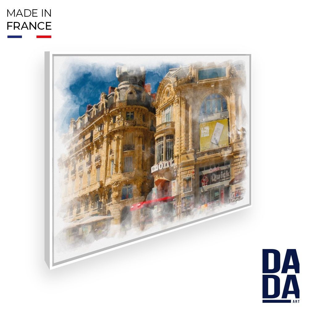 Tableau Architecture de Montpellier / 45x60cm / Cadre Blanc / Fabriqué ...
