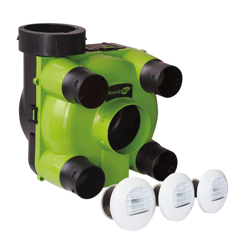 Kit VMC simple flux Hygro B MODULO BC moteur AC -30W T3-T7 Bouche Piles ...