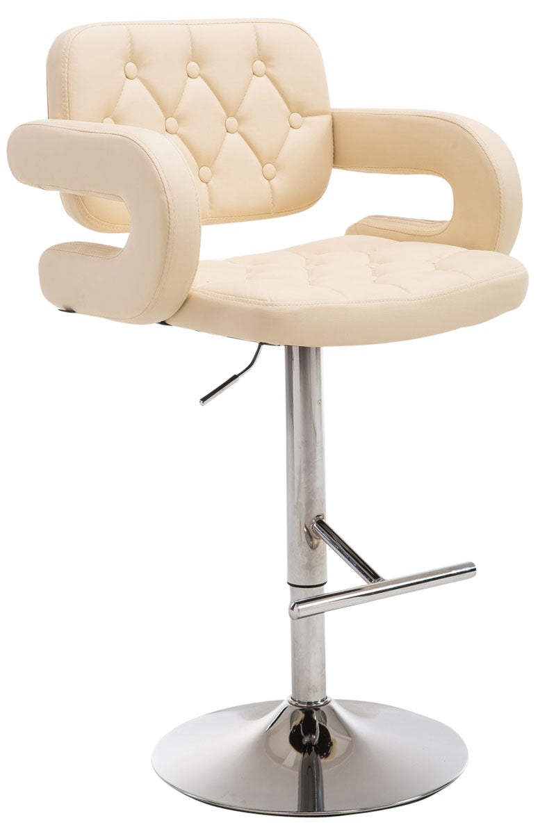 Tabouret de bar en synthétique crème et piètement chromé design ...