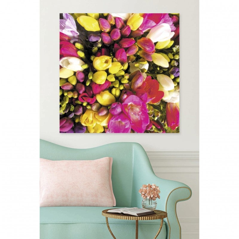 Tableau toile XXL en kit Bouquet De Freesias 90 x 90 cm - Toile textile ...