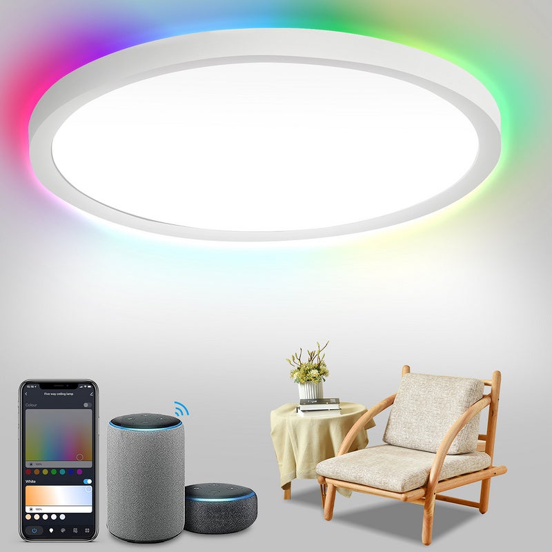 Lámpara de techo LED inteligente 24W RGB 2040LM Brillo Regulable ...