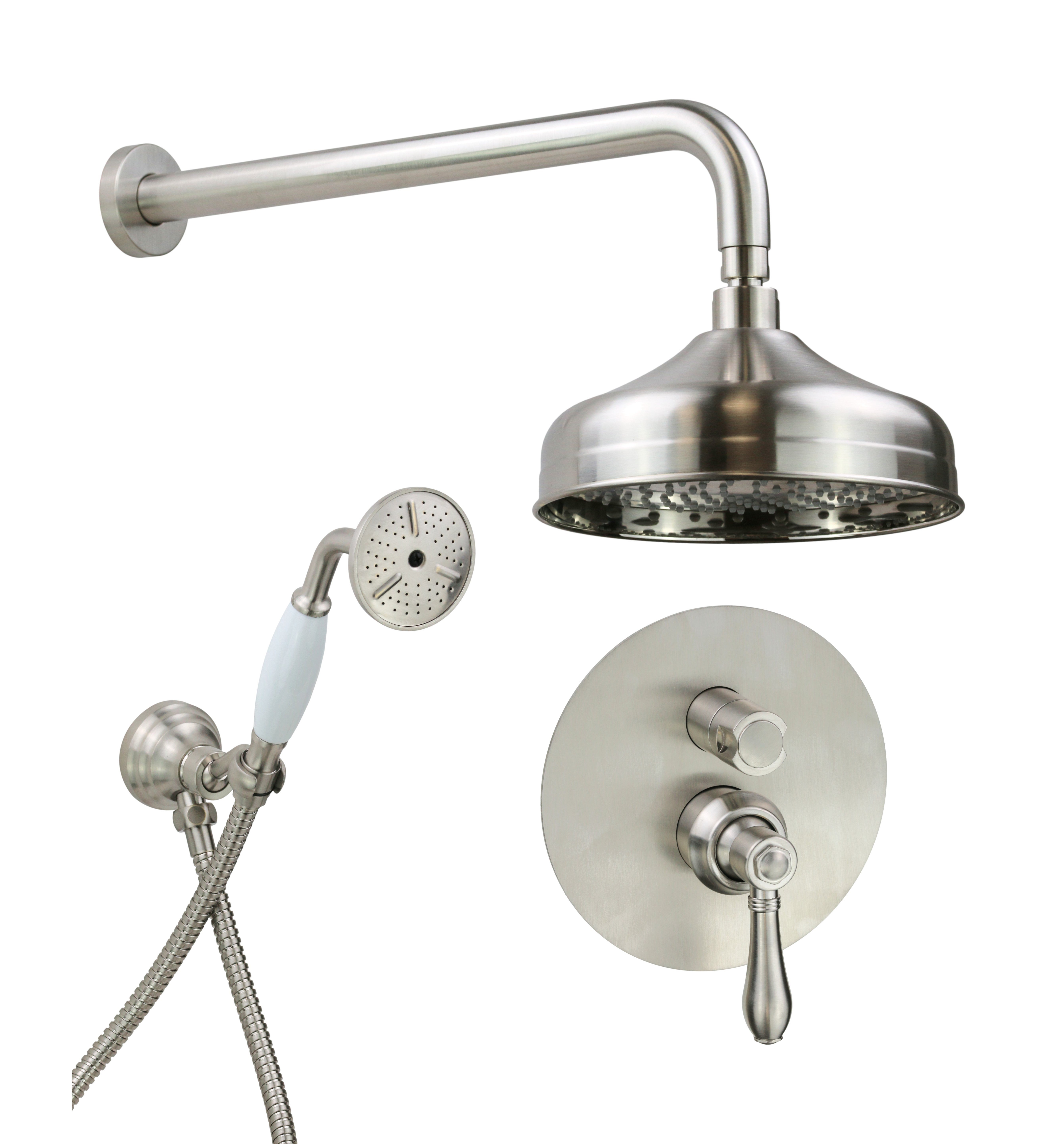 Kit de ducha completo con mezclador empotrado de 2 vías, modelo retro ...