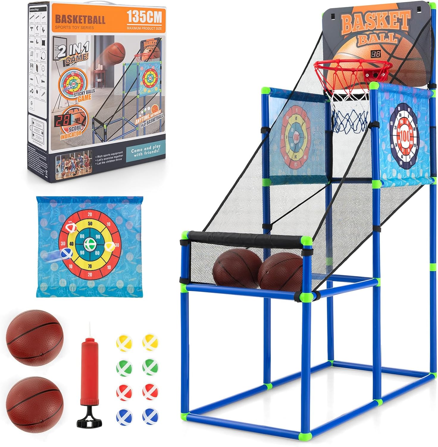 Canasta Baloncesto Infantil, Juego 2 en 1 de Baloncesto y de Pelotas ...