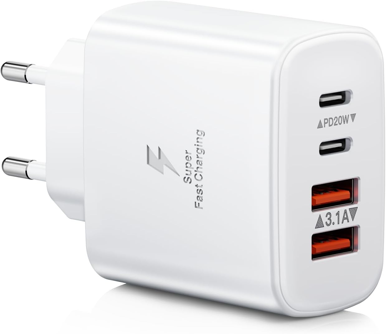 Chargeur USB C, 40 W, 4 ports, multi-blocs, rapide, multi-secteur, PD ...