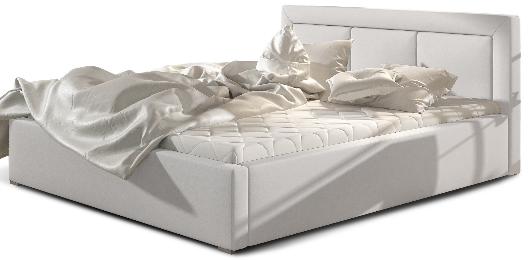 Lit adulte avec coffre de rangement Berlino - Simili cuir rembourré ...