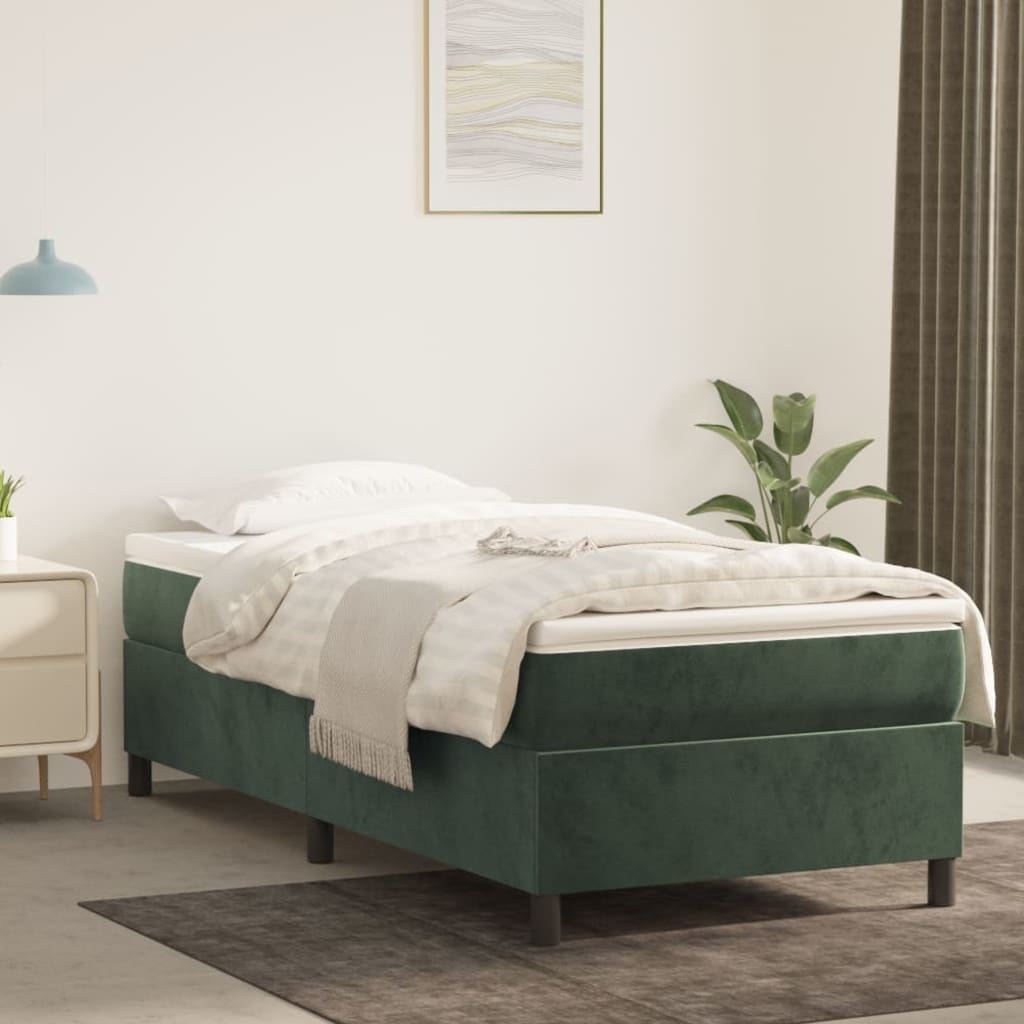 VidaXL Cama box spring con colchón terciopelo verde oscuro 100x200 cm ...