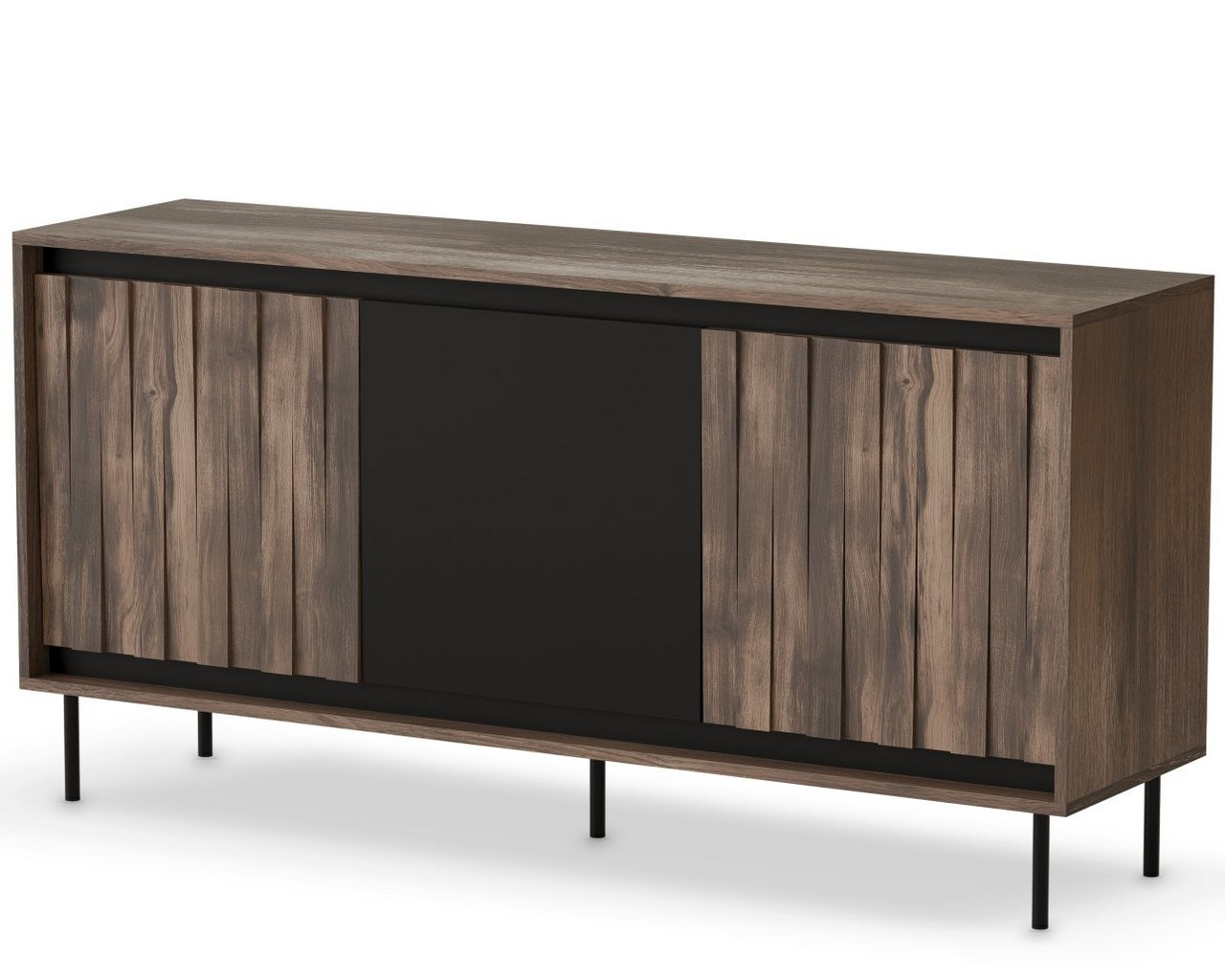 Aparador bajo en nogal y negro mate 150 cm Matty | Leroy Merlin