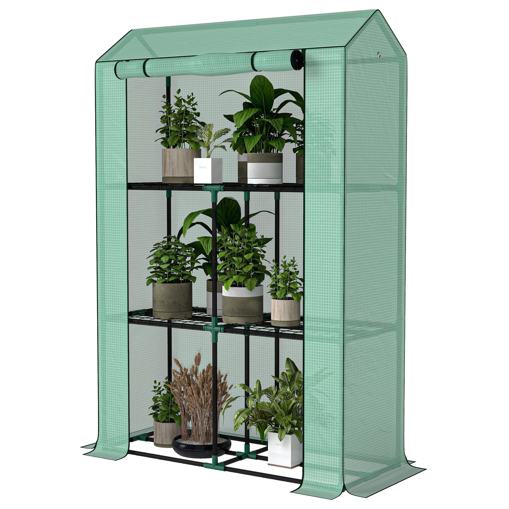 Serre de balcon à 3 niveaux pour légumes, avec porte enroulable à ...