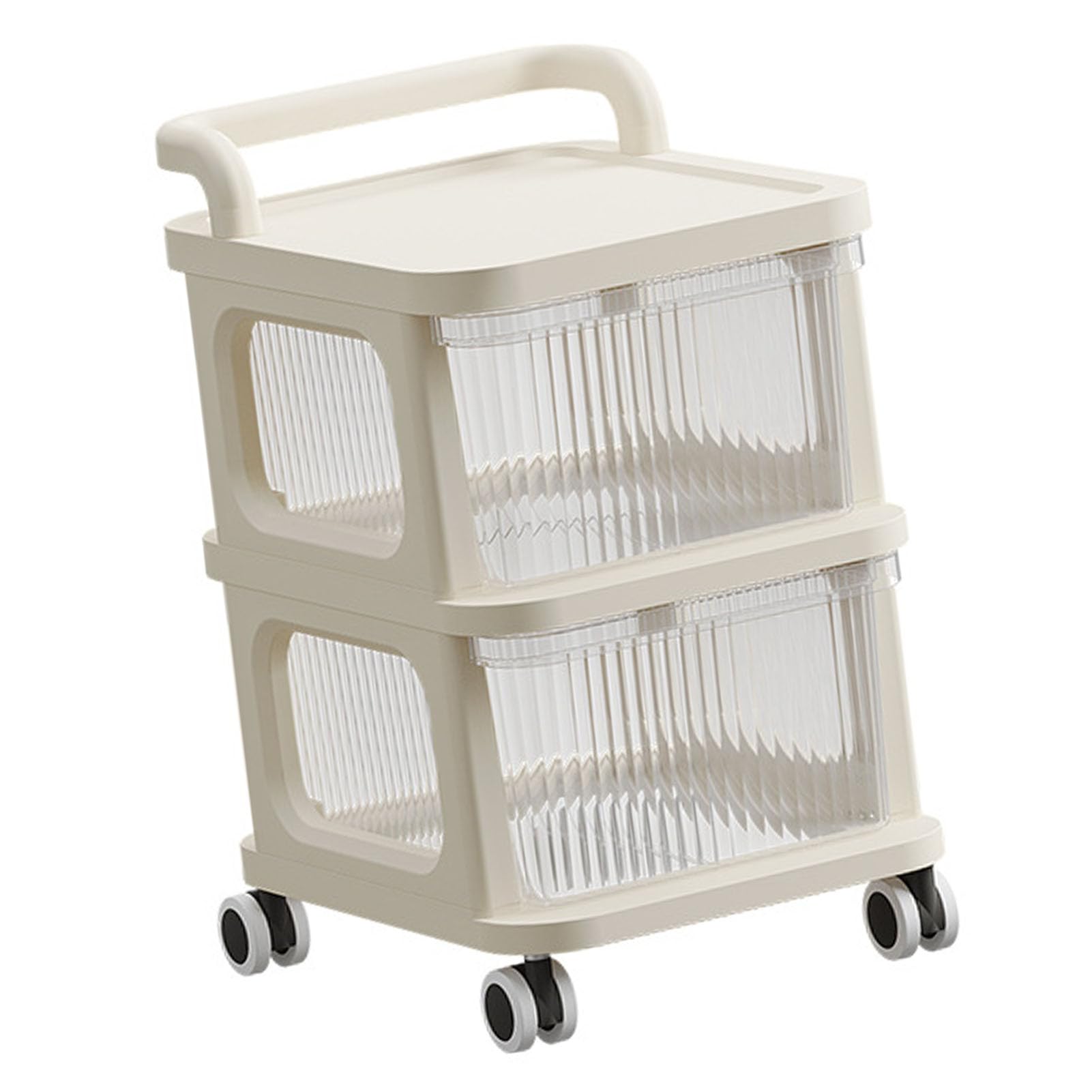 Chariot à roulettes avec tiroir transparent, chariot de rangement à ...