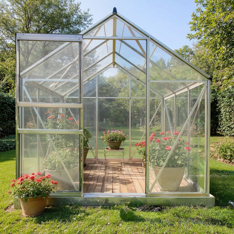 Serre polycarbonate 86 + Base - 4,75 m² + OUVERTURE AUTOMATIQUE OFFERT ...