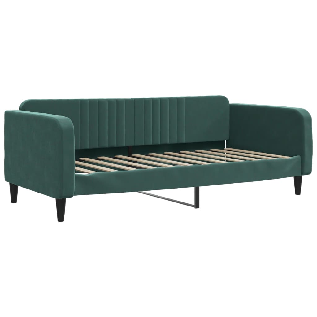 Lit simple | Lit adulte | Lit de repos vert foncé 90x200 cm velours ...
