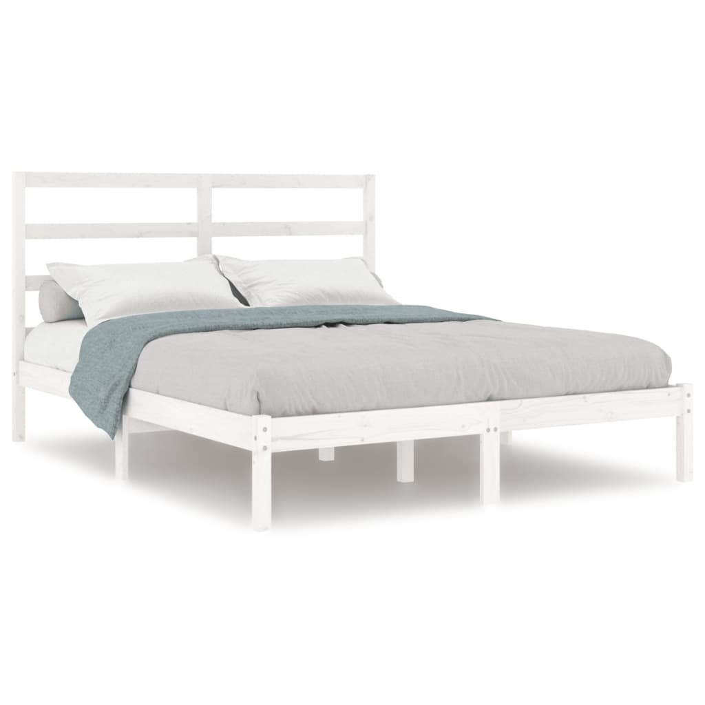 Lit double | Lit adulte | Cadre de lit Blanc Bois de pin massif 160x200 ...