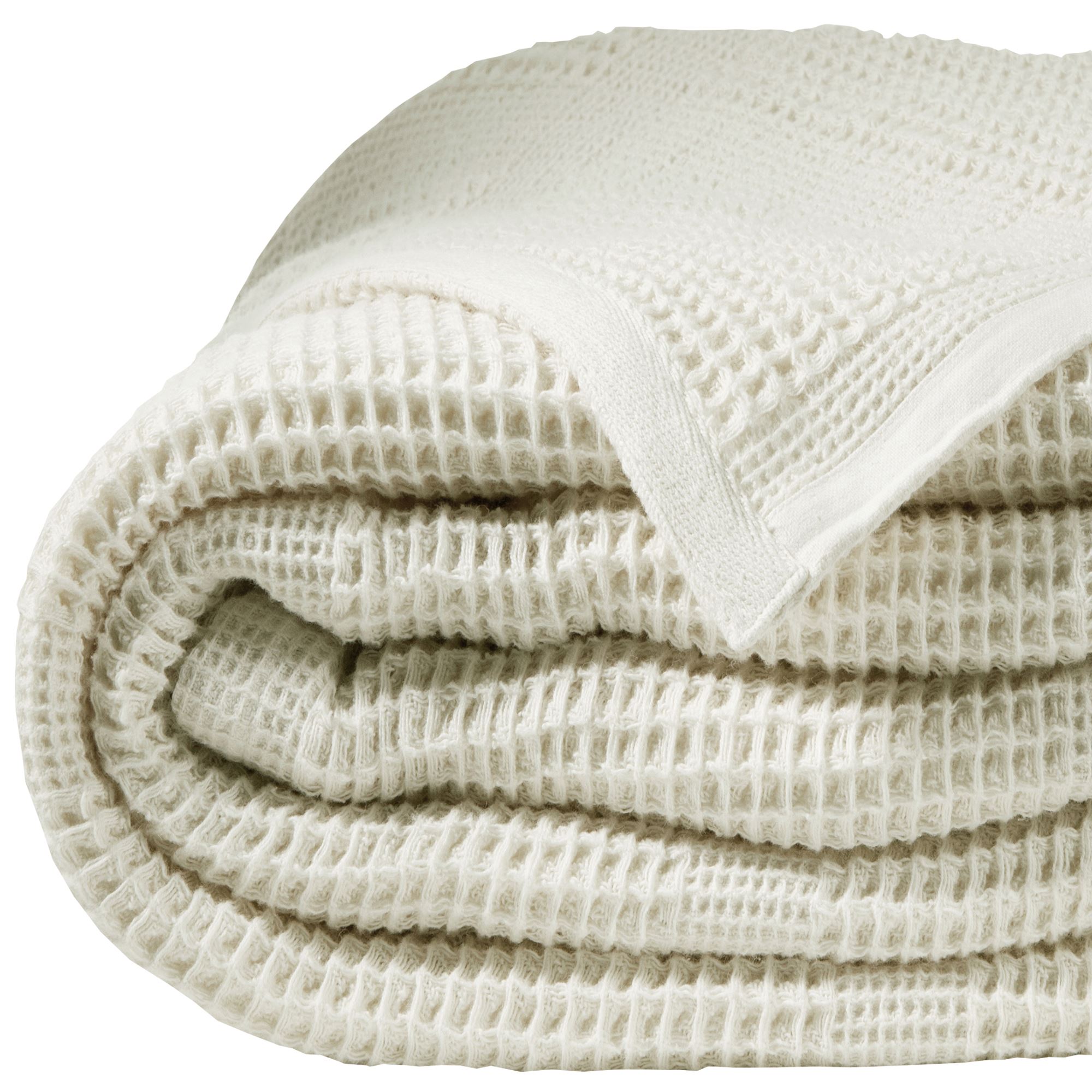 Plaid COTON NID D'ABEILLE 150x150 blanc ivoire en coton | Leroy Merlin