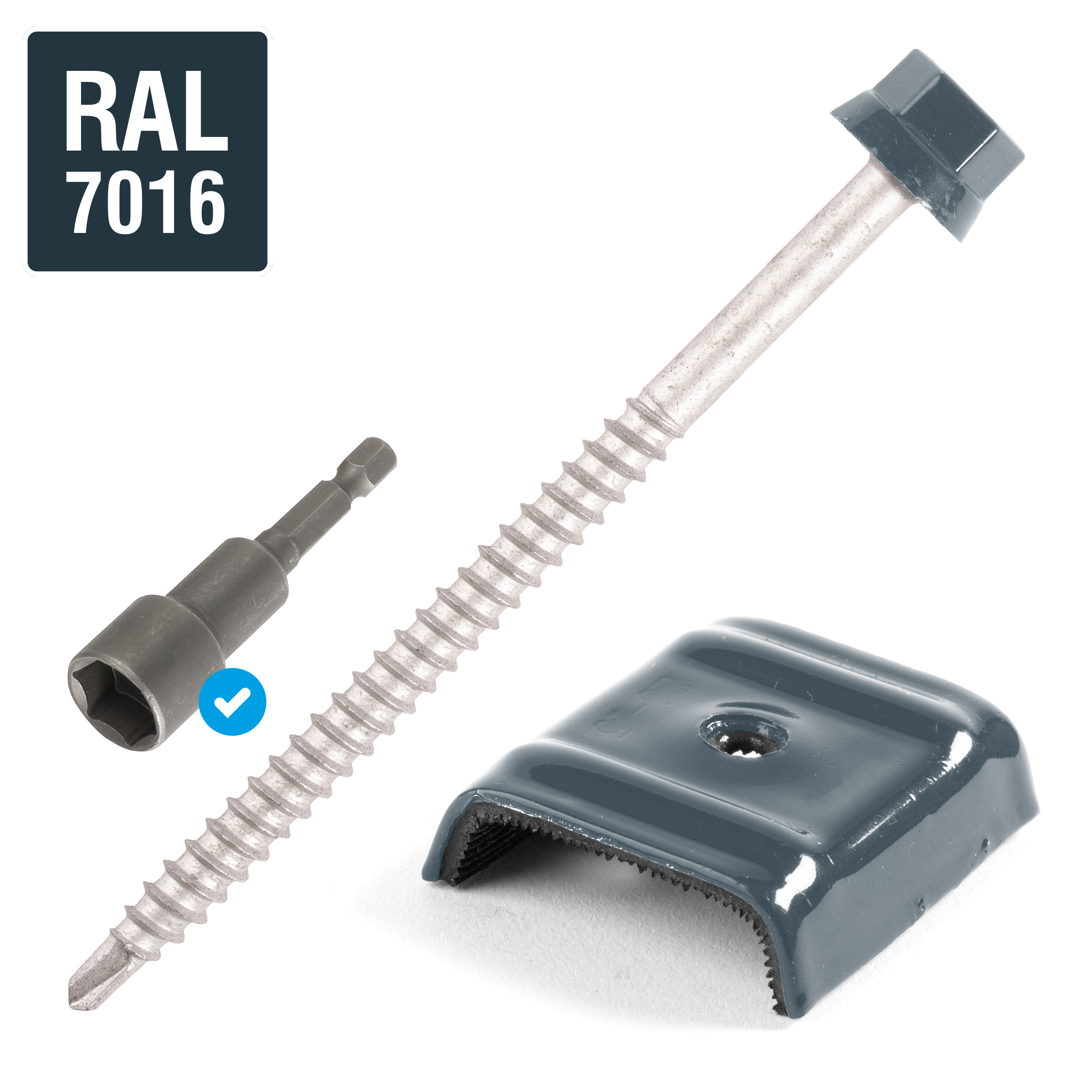 Kit 100 fixations bac acier sur bois Ø6,3 x 100 GRIS RAL7016 SCELL-IT ...