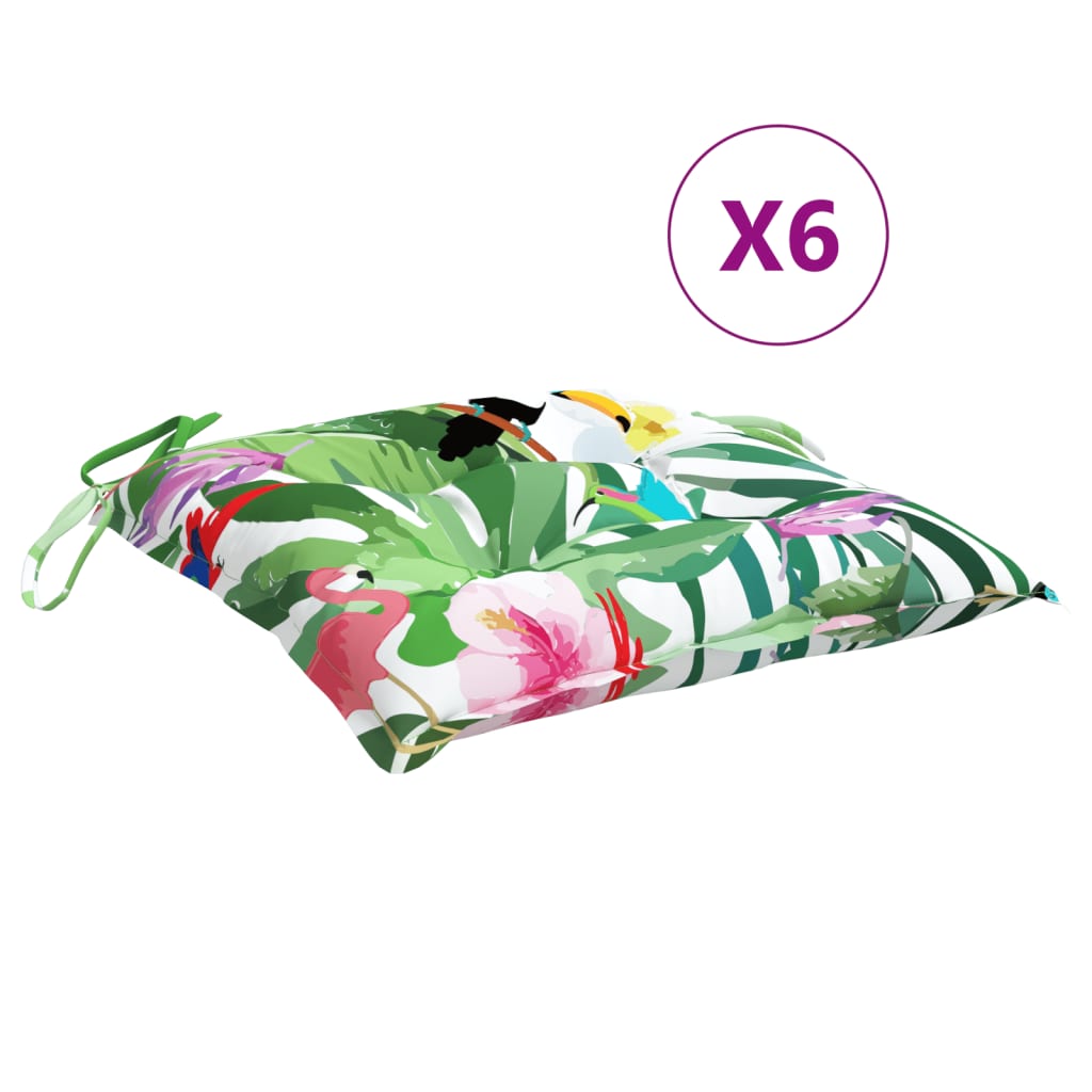 Lot De 6 Coussins D'extérieur - Coussins De Chaise Multicolore 50x50x7 ...