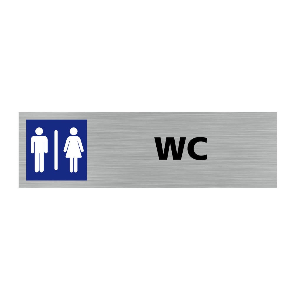Plaque de porte WC mixtes, 170x50 mm (17x5 cm), aluminium brossé ...