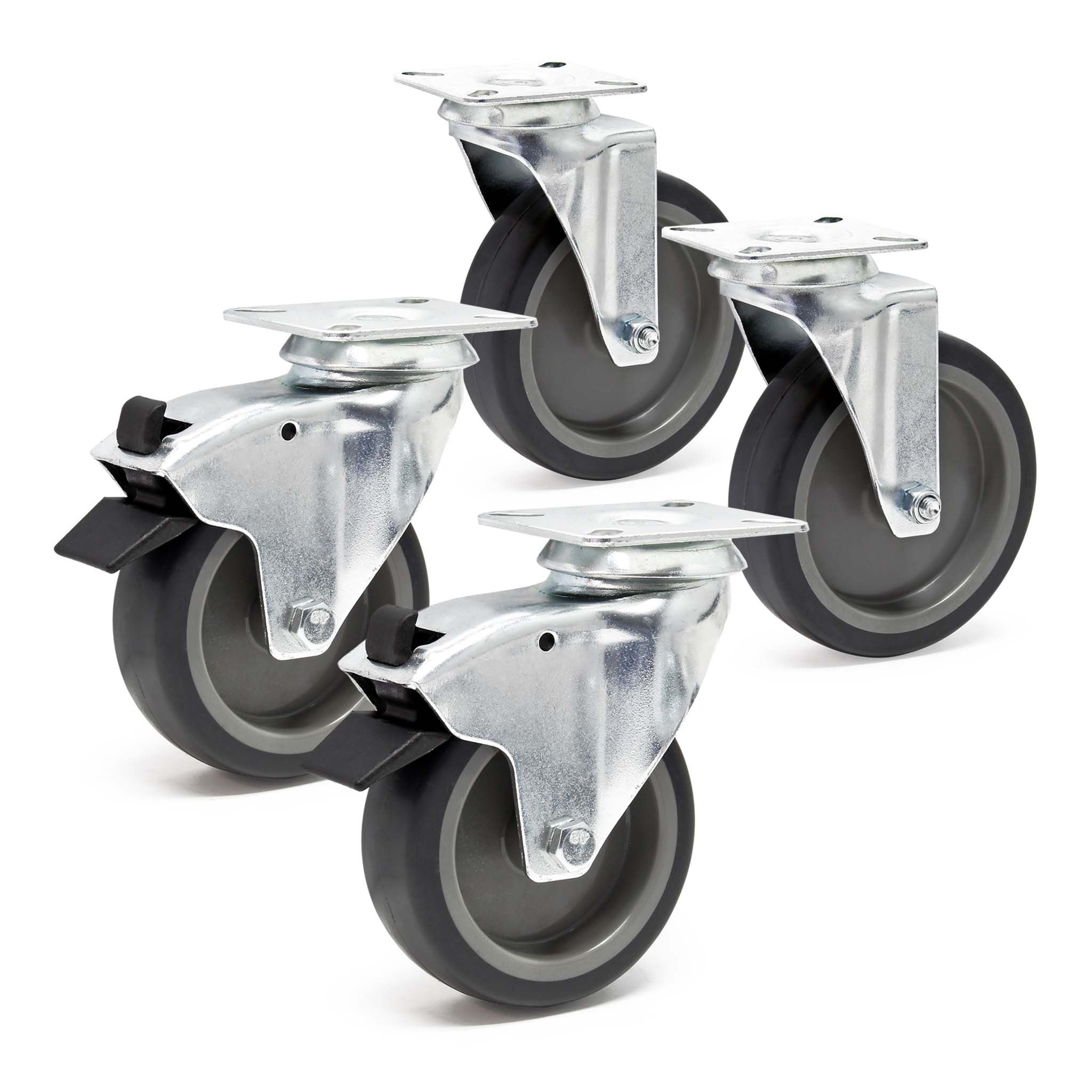 Wiltec Kit de 4 Roulettes – Ø 125 mm – Capacité de charge 100 kg – 2 x ...